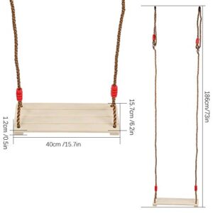 BORDSTRACT Hanging Wooden Swings for Kids and Adults, 150kg Load, Swing Seat with Adjustable Ropes for Playground Backyard Swing Set Accessories Replacement