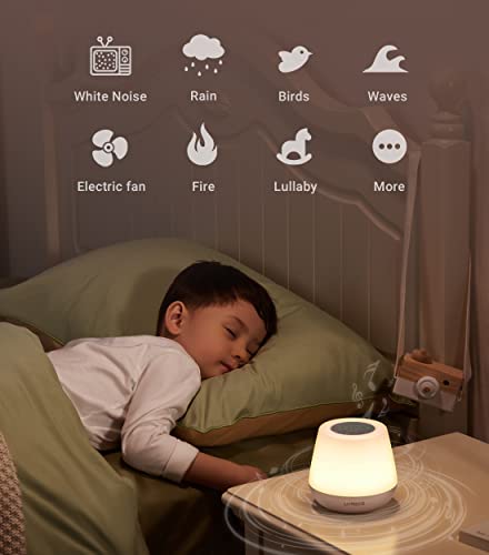 Lyridz Baby Sound Machine Night Light, White Noise Machine for Sleeping, Toddler Sleep Trainer with 24 Soothing Sounds, Time-to-Rise, Portable, 32 Lighting Effects DIY Colors, APP & Voice Control