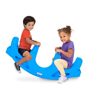 simplay3 rock and roll teeter totter seesaw - rocking fun for two toddlers or kids - sapphire, made in usa