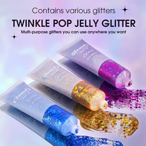 8 Color Body Glitter,Face Glitter Gel,Hair Glitter,Self Adhesive Glitter Gel,Chunky Glitter Festival Accessories,Cosmetic Glitter Makeup