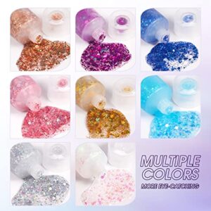 8 Color Body Glitter,Face Glitter Gel,Hair Glitter,Self Adhesive Glitter Gel,Chunky Glitter Festival Accessories,Cosmetic Glitter Makeup