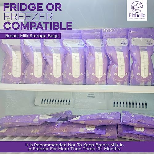 EloBello Breastmilk Storage Bag100-Pack 7oz Breast Milk Storage Bags Freezer BPA Free – Leakproof Double Zip Milk Bags for Breastmilk Refrigeration – Self-Standing Disposable Breastmilk Storage