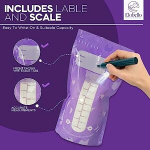 EloBello Breastmilk Storage Bag100-Pack 7oz Breast Milk Storage Bags Freezer BPA Free – Leakproof Double Zip Milk Bags for Breastmilk Refrigeration – Self-Standing Disposable Breastmilk Storage