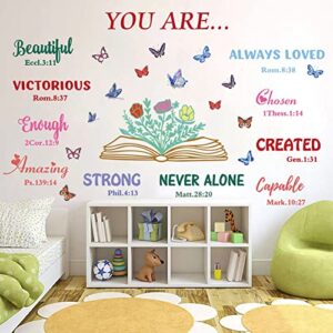 Girl You Are Beautiful Inspirational Quote Wall Decal Wall Stickers Floral Elf Wall Decals Flowers Wall Decals Flowers Butterfly Fairy Wall Decal Removable Vinyl Wall Art Stickers for Girls Baby Nursery Kids Bedroom Living Room Bathroom Wall Decor