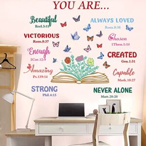 Girl You Are Beautiful Inspirational Quote Wall Decal Wall Stickers Floral Elf Wall Decals Flowers Wall Decals Flowers Butterfly Fairy Wall Decal Removable Vinyl Wall Art Stickers for Girls Baby Nursery Kids Bedroom Living Room Bathroom Wall Decor