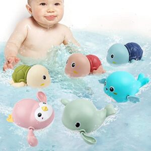 baby bath toys,6 pack cute swimming water bath toys for toddlers boy girls toys for 1 2 3 4 year old,floating wind-up bathtub toys gifts for baby pool toys toddler 1-3