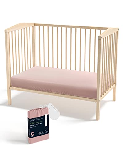 Olive + Crate Crib Sheets Luxury Eucalyptus Tencel | Naturally Organic Pure Ultra Soft and Breathable | Boys and Girls | Baby and Toddler | Deep Pockets | Rose Blush