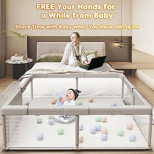 Baby Playpen Play Pens for Babies and Toddlers Baby Fence Baby Play Yards for Indoor & Outdoor with Breathable Mesh Anti-Fall Playpen