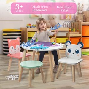 Kids Animal Table & Chair Set- Toddler Table w 3 Toddler Seats & Adult Stool for Arts, Activities- Adorably Themed Playroom Furniture, Dining Table or Activity Center for Daycares Classroom Play Area