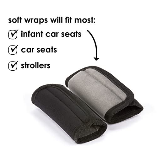 Diono Soft Wraps Car Seat Straps, Shoulder Pads for Baby, Infant, Toddler, 8 Pack Reversible Soft Seat Belt Cushion and Stroller Harness Covers Helps Prevent Strap Irritation, Black