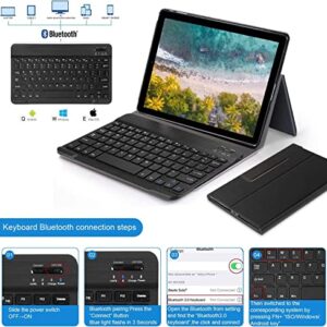 2023 Newest Tablet with Keyboard 10 Inch, Android Tablet Newest Octa-core Processor, 64GB ROM + 4GB RAM Storage, 256GB Expandable, 2 in 1 Tablet with 2 Sim Slot+WiFi, GPS, 1920x1200 HD Display -Black