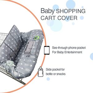 RHYDEER Shopping cart Cover for Baby high Chair Cover, roll in and go, Universal fit, Grey Arrow