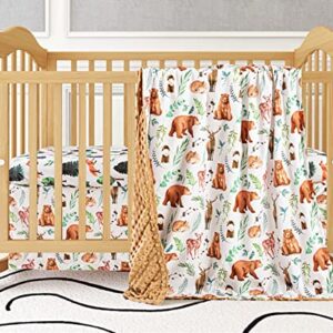 Jola's House 3 Piece Baby Crib Bedding Set Woodland Soft Bean Dot Neutral Unisex Nursery Bedding Set for Boys or Fitted Girls Crib Sheet Blanket and Crib Skirt