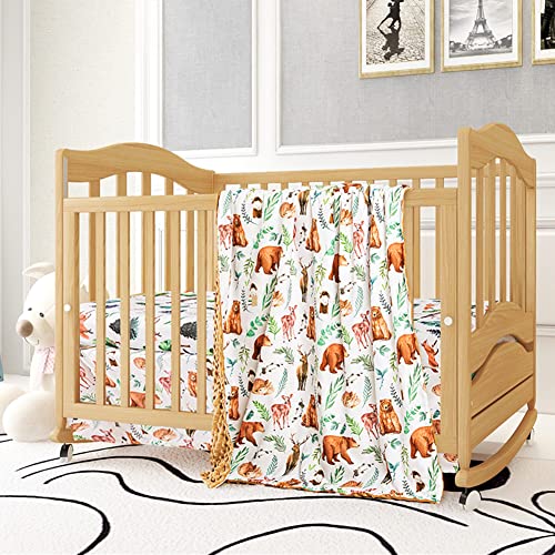 Jola's House 3 Piece Baby Crib Bedding Set Woodland Soft Bean Dot Neutral Unisex Nursery Bedding Set for Boys or Fitted Girls Crib Sheet Blanket and Crib Skirt