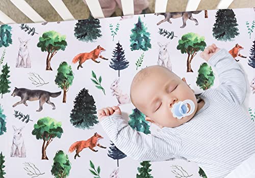 Jola's House 3 Piece Baby Crib Bedding Set Woodland Soft Bean Dot Neutral Unisex Nursery Bedding Set for Boys or Fitted Girls Crib Sheet Blanket and Crib Skirt