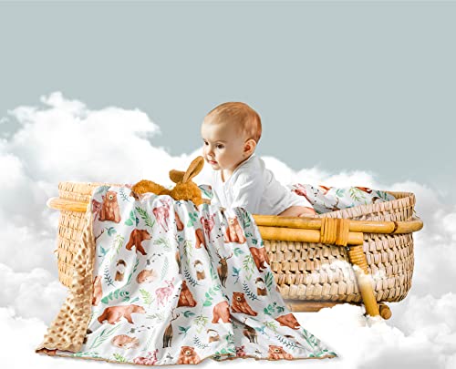 Jola's House 3 Piece Baby Crib Bedding Set Woodland Soft Bean Dot Neutral Unisex Nursery Bedding Set for Boys or Fitted Girls Crib Sheet Blanket and Crib Skirt