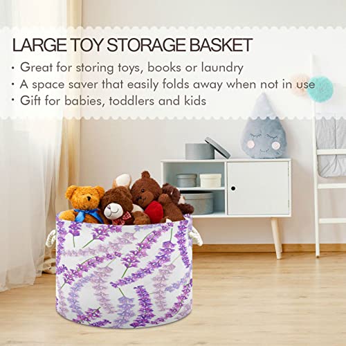 xigua Large Basket for Toys Lavender Flowers Storage Bin Box Kids Laundry Hamper Collapsible Fabric Organizer Bin for Nursery Clothes, Toys, Books, Home Decor132