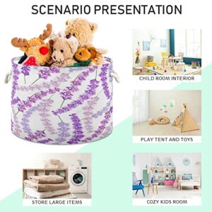 xigua Large Basket for Toys Lavender Flowers Storage Bin Box Kids Laundry Hamper Collapsible Fabric Organizer Bin for Nursery Clothes, Toys, Books, Home Decor132