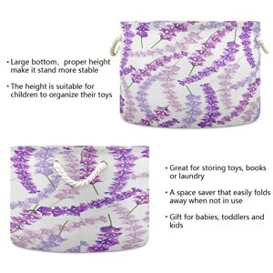 xigua Large Basket for Toys Lavender Flowers Storage Bin Box Kids Laundry Hamper Collapsible Fabric Organizer Bin for Nursery Clothes, Toys, Books, Home Decor132