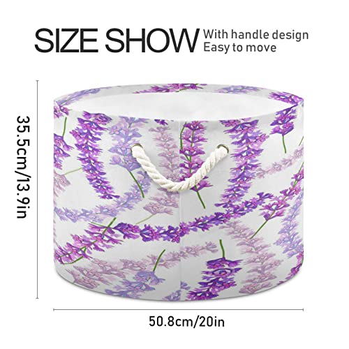 xigua Large Basket for Toys Lavender Flowers Storage Bin Box Kids Laundry Hamper Collapsible Fabric Organizer Bin for Nursery Clothes, Toys, Books, Home Decor132