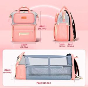 Gimars 5 in 1 Diaper Bag Backpack, Waterproof Diaper Bags for Travel with Insulated Milk Bottle Pocket, Large Capacity and Stroller Straps, Pink