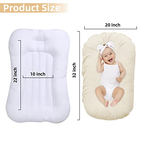 ZonLi Baby Lounger for Newborn, Baby Nest for 0-9 Month, Portable Nest Sleeper for Infant with 100% Cotton Muslin Cover - Breathable, Natural(Beige)