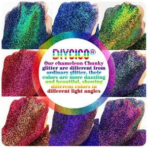 9 Box Chameleon Fine Glitter, Iridescent Colors Shift Glitter for Epoxy Resin/Tumblers Art, Holographic Opal Craft Glitter Dust Nail Eyeshadow Hair Face Body