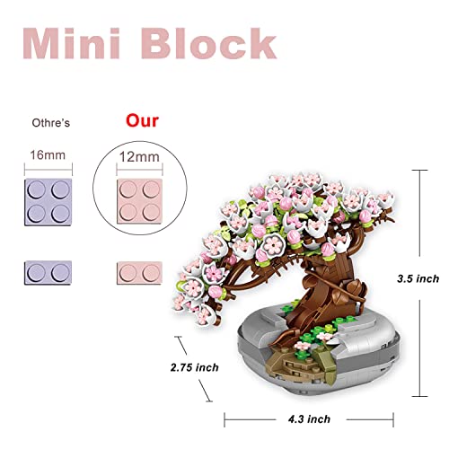 Baoswi Mini Sakura Bonsai Tree Building Blocks Set, Cherry Blossom Botanical Collection Set for Adults Teens, Home Decor Accessories, NOT Compatible with Lego (426 Pcs)