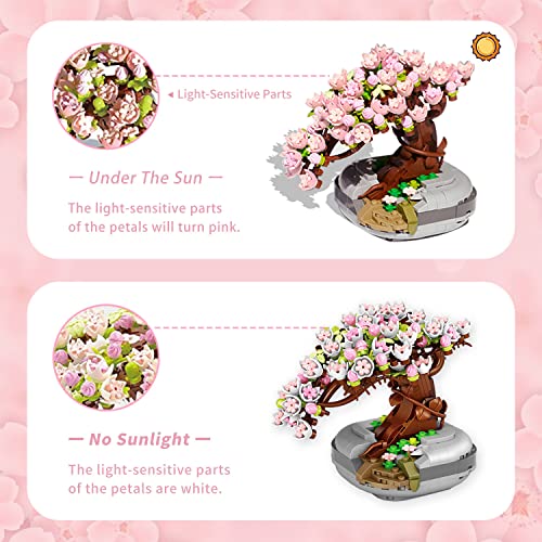 Baoswi Mini Sakura Bonsai Tree Building Blocks Set, Cherry Blossom Botanical Collection Set for Adults Teens, Home Decor Accessories, NOT Compatible with Lego (426 Pcs)