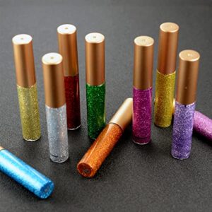 DekRion Glitter Eyeliner,Gold Giltter Eyeliner, Long-lasting Waterproof Eyeliner Eye Glitter Makeup, Silver, Gold, Pink Green High-pigmented Colorful Glitter Eyeliner Liquid