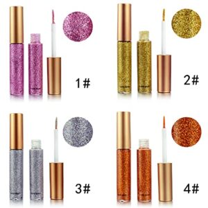 DekRion Glitter Eyeliner,Gold Giltter Eyeliner, Long-lasting Waterproof Eyeliner Eye Glitter Makeup, Silver, Gold, Pink Green High-pigmented Colorful Glitter Eyeliner Liquid