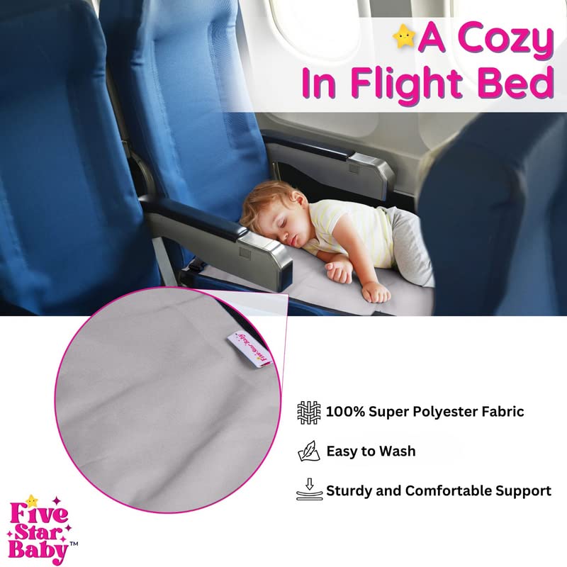 FiveStarBaby Toddler Airplane Bed for Toddler - Airplane Toddler Bed - Kids Airplane Bed - Baby Plane Travel Essentials - Airplane Seat Extender for Kids - Airplane Must Haves for Toddlers (Grey)