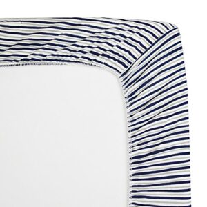 American Baby Company Printed 100% Cotton Jersey Knit Fitted Portable/Mini-Crib Sheet for Boys and Girls, Navy Fun Stripe, 24"x38"(Pack of 3)