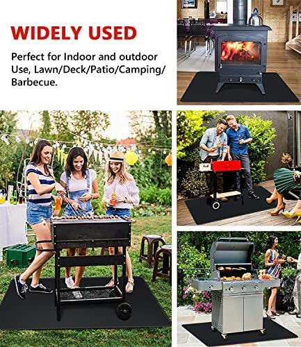 Protebox 60 x 40 inch Under Grill Mats for Outdoor Grill, Double-Sided Fireproof Deck and Patio Protector Mat, BBQ Mat for Under BBQ, Waterproof Oil-Proof Grill Floor Pads Fire Pit Mat Fireplace Mat