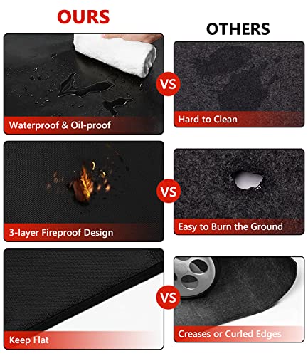 Protebox 60 x 40 inch Under Grill Mats for Outdoor Grill, Double-Sided Fireproof Deck and Patio Protector Mat, BBQ Mat for Under BBQ, Waterproof Oil-Proof Grill Floor Pads Fire Pit Mat Fireplace Mat