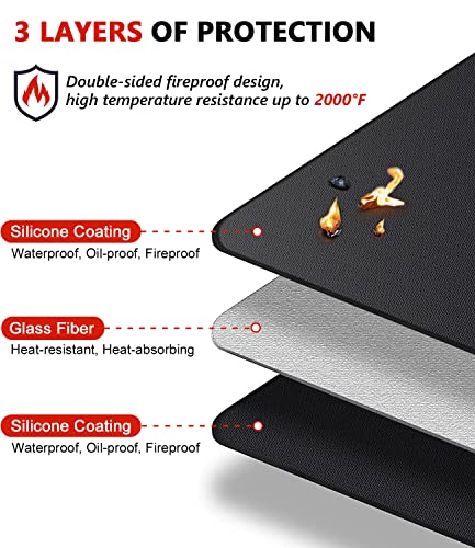 Protebox 60 x 40 inch Under Grill Mats for Outdoor Grill, Double-Sided Fireproof Deck and Patio Protector Mat, BBQ Mat for Under BBQ, Waterproof Oil-Proof Grill Floor Pads Fire Pit Mat Fireplace Mat