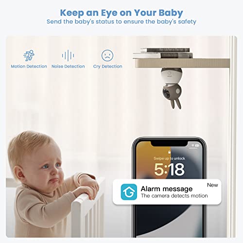 ieGeek Video Baby Monitor 2K WiFi with Phone App - Baby Monitor with Camera and Audio, 5" Display, Night Vision, Motion & Cry Detection, 2 Way Audio Talk, Suitable for Monitoring Baby, Elderly, Pets