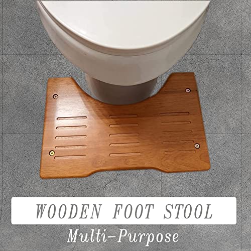 Toilet Stool Squat for Adult Wood, 7" Bathroom Toilet Potty Stool with Non-Slip Bottom Pads for Adults Children (Black)