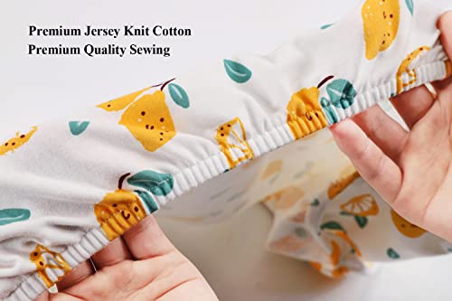 100% Jersey Knit Cotton Bassinet Sheet Set 2 Pack (33" x 19"), Ultra Soft Stretch Compatible with Mika Micky, Baby Delight, Dream On Me, Amke and Other Rectangle Mattress, Lemon and Strawberry