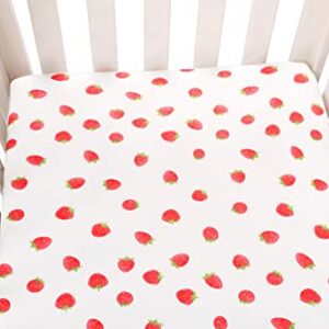 100% Jersey Knit Cotton Bassinet Sheet Set 2 Pack (33" x 19"), Ultra Soft Stretch Compatible with Mika Micky, Baby Delight, Dream On Me, Amke and Other Rectangle Mattress, Lemon and Strawberry