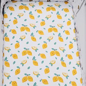 100% Jersey Knit Cotton Bassinet Sheet Set 2 Pack (33" x 19"), Ultra Soft Stretch Compatible with Mika Micky, Baby Delight, Dream On Me, Amke and Other Rectangle Mattress, Lemon and Strawberry