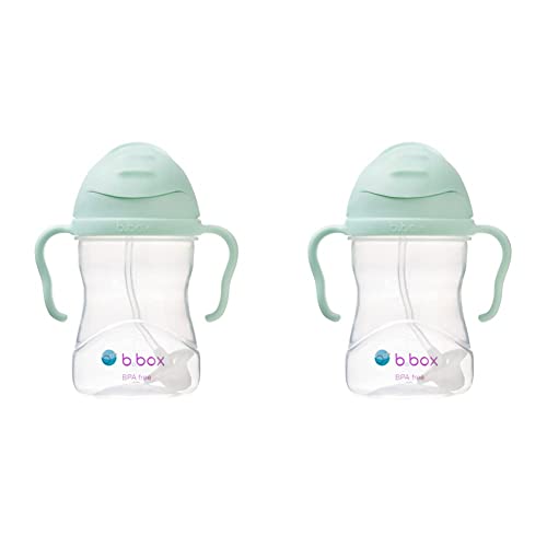 b.box Sippy Cup with Innovative Continuous Flow Weighted Straw Cup, Baby Straw Cup, Drink from any Angle, Easy-Grip Handles, 8oz, 6 months+, Pistachio (Pack of 2)