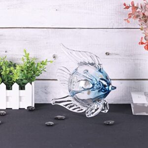 xiyouqi coastal decor glass fish figurines blue glass fish sculpture, modern beachcombers coastal life ocean crystal art tropical fish sea animals collectible figurines for living room, bedroom,office