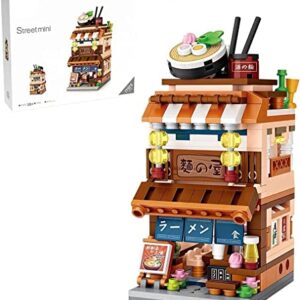 Japanese Street View Ramen Shop Building Kits, 412 PCS Modular House Building Set Mini DIY Building Model Set, Architecture Modular Construction Set Not Compatible with Lego