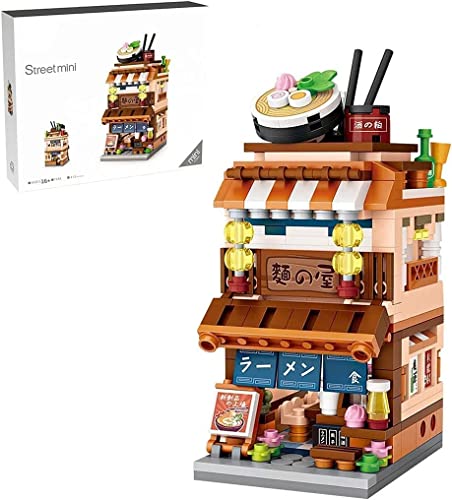 Japanese Street View Ramen Shop Building Kits, 412 PCS Modular House Building Set Mini DIY Building Model Set, Architecture Modular Construction Set Not Compatible with Lego