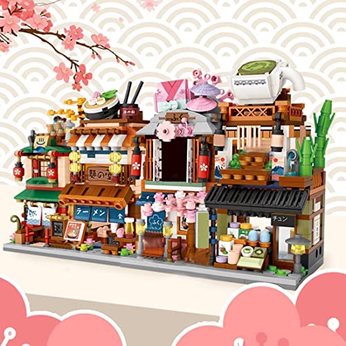 Japanese Street View Ramen Shop Building Kits, 412 PCS Modular House Building Set Mini DIY Building Model Set, Architecture Modular Construction Set Not Compatible with Lego