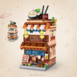 Japanese Street View Ramen Shop Building Kits, 412 PCS Modular House Building Set Mini DIY Building Model Set, Architecture Modular Construction Set Not Compatible with Lego