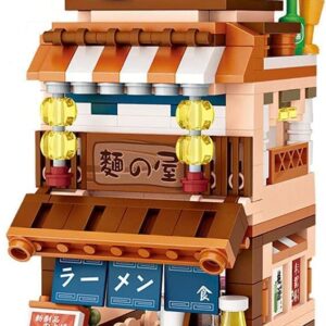 Japanese Street View Ramen Shop Building Kits, 412 PCS Modular House Building Set Mini DIY Building Model Set, Architecture Modular Construction Set Not Compatible with Lego