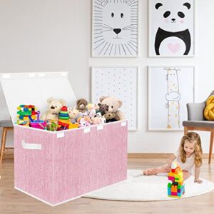 homyfort Large Toy Box Chest for Girls, Kids Toy Bin Storage Organizer with Lid for Babies,Toddlers,Nursery,Playroom (Pink)