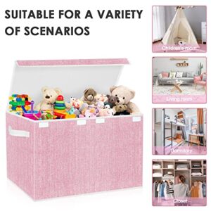 homyfort Large Toy Box Chest for Girls, Kids Toy Bin Storage Organizer with Lid for Babies,Toddlers,Nursery,Playroom (Pink)